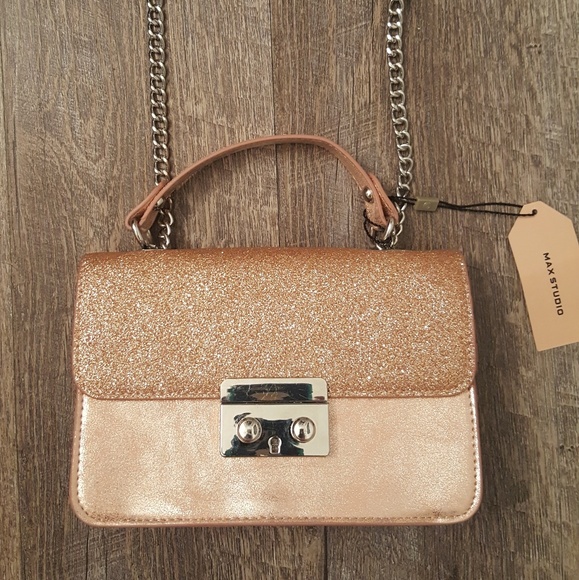 Max Studio | Bags | New Max Studio Rose Gold Glitter Crossbody Bag Nwt ...
